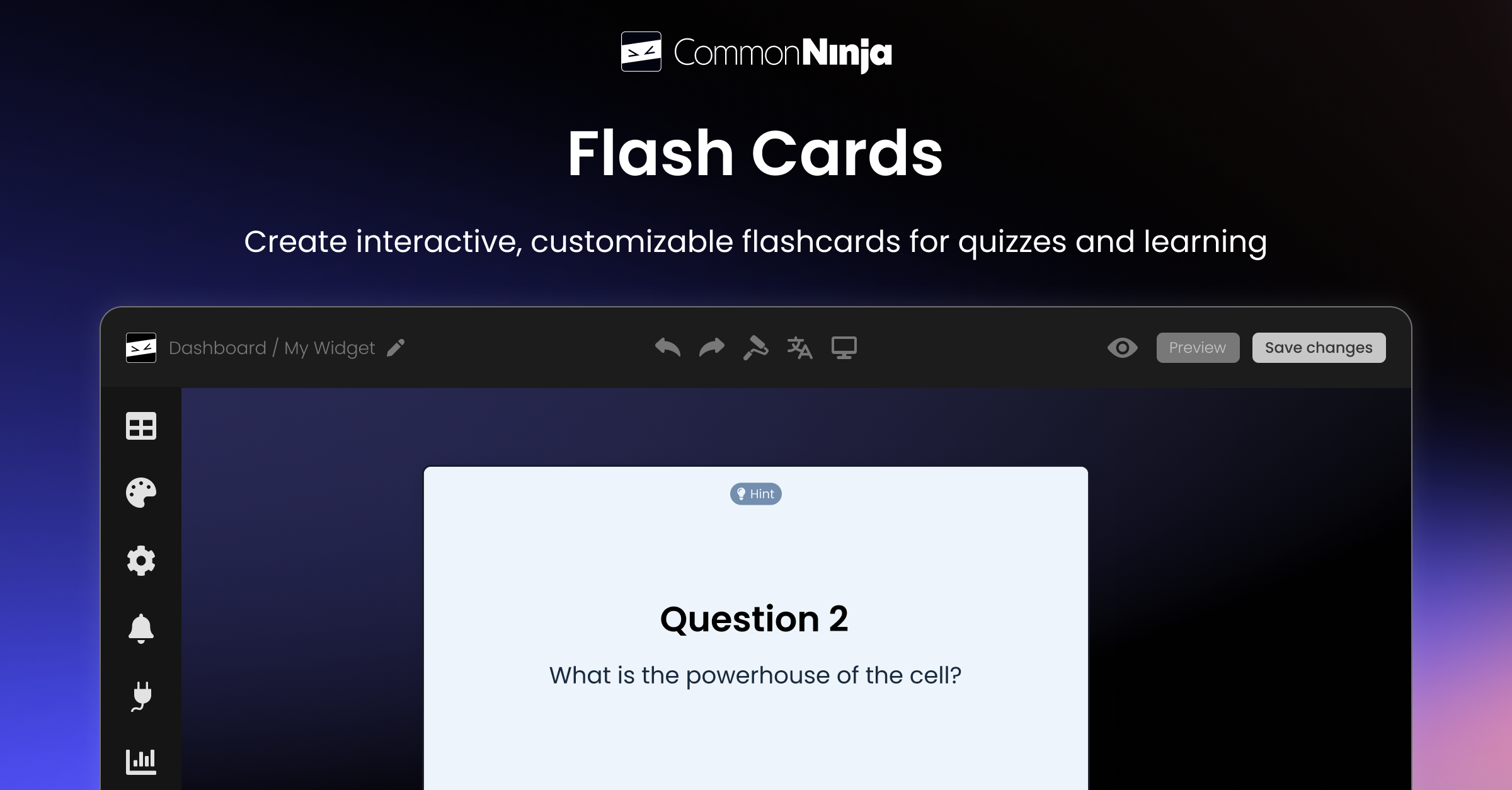 Flash Cards Widget – Interactive Quizzes & Study Tools