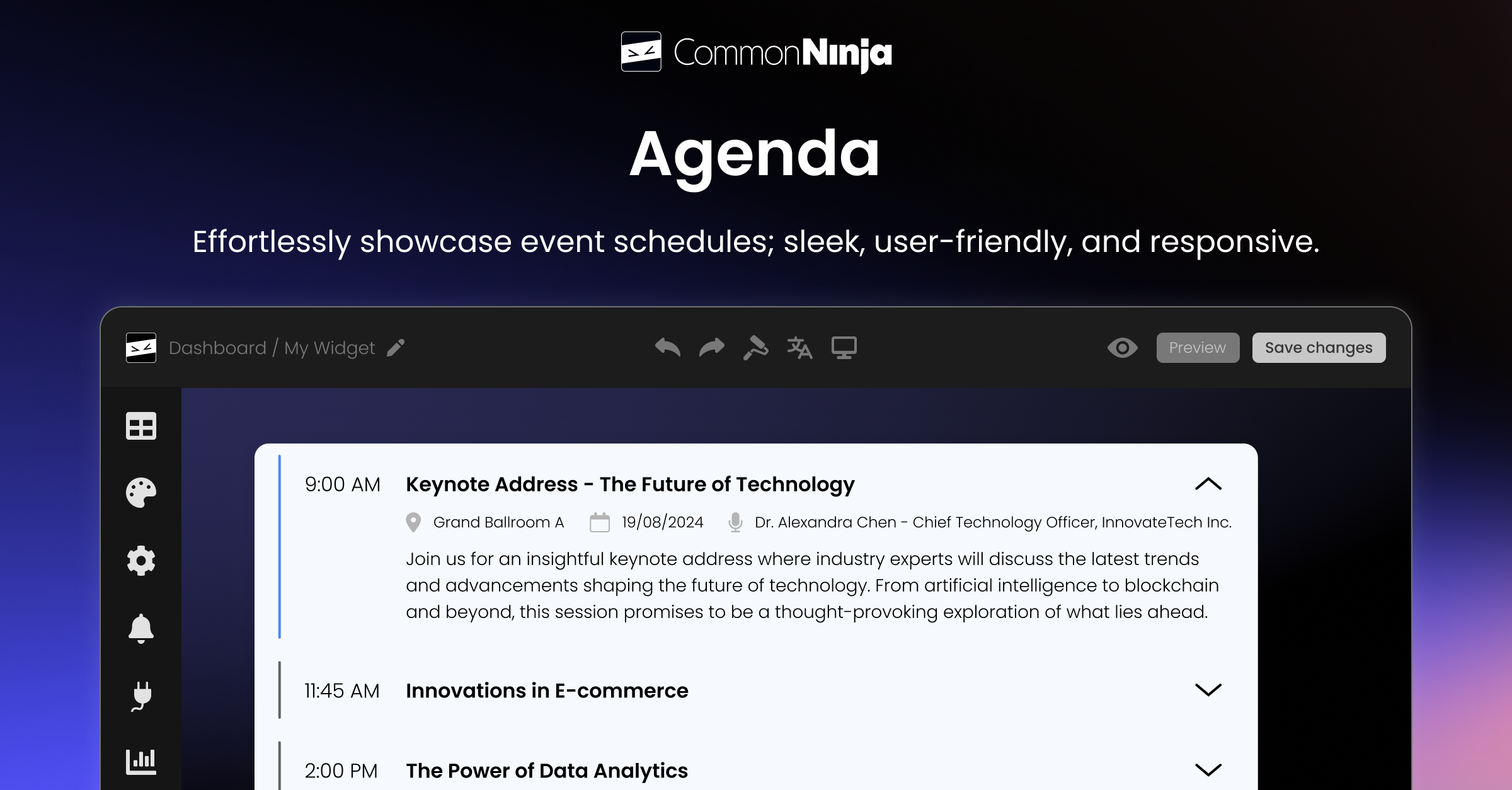 Agenda Templates for SiteJet