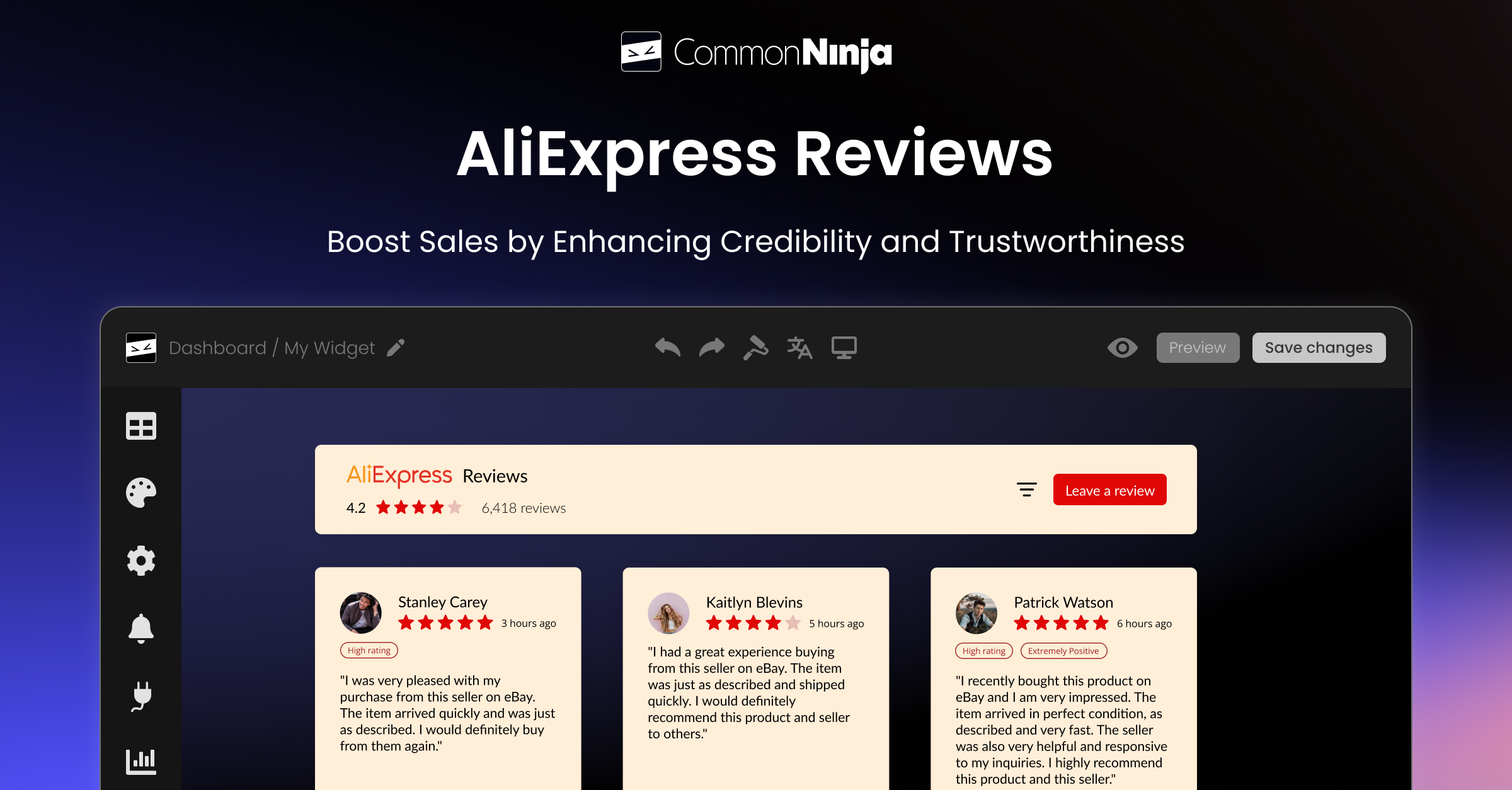 AliExpress Reviews widget for Slides Site Generator