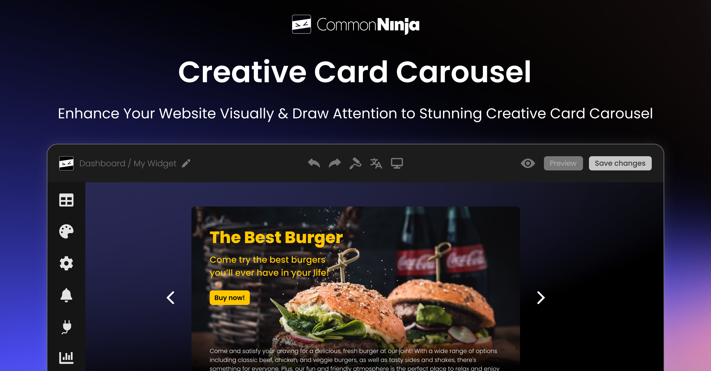 Uncody Creative Card Carousel widget