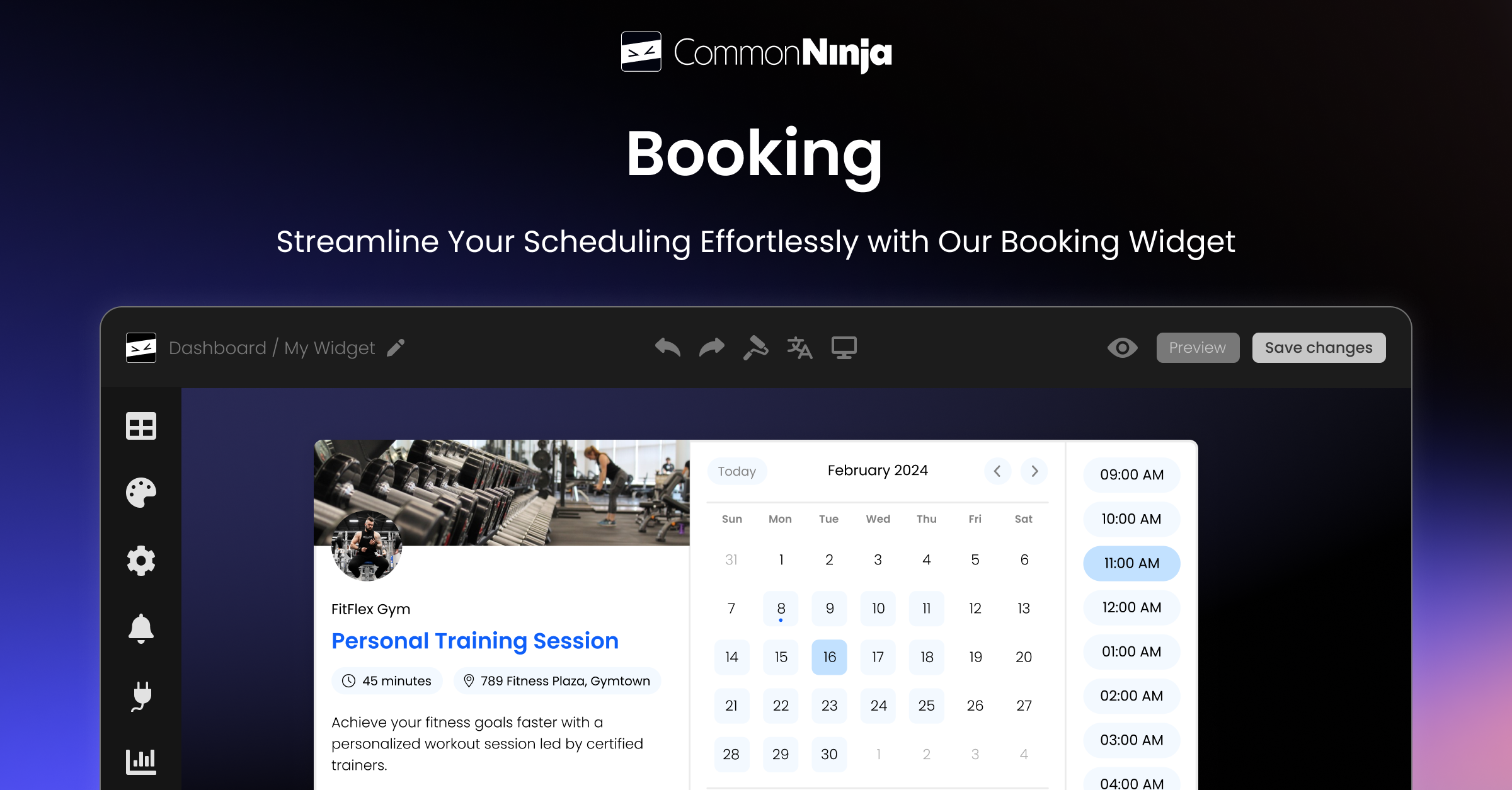 Free Booking widget for Finalsite