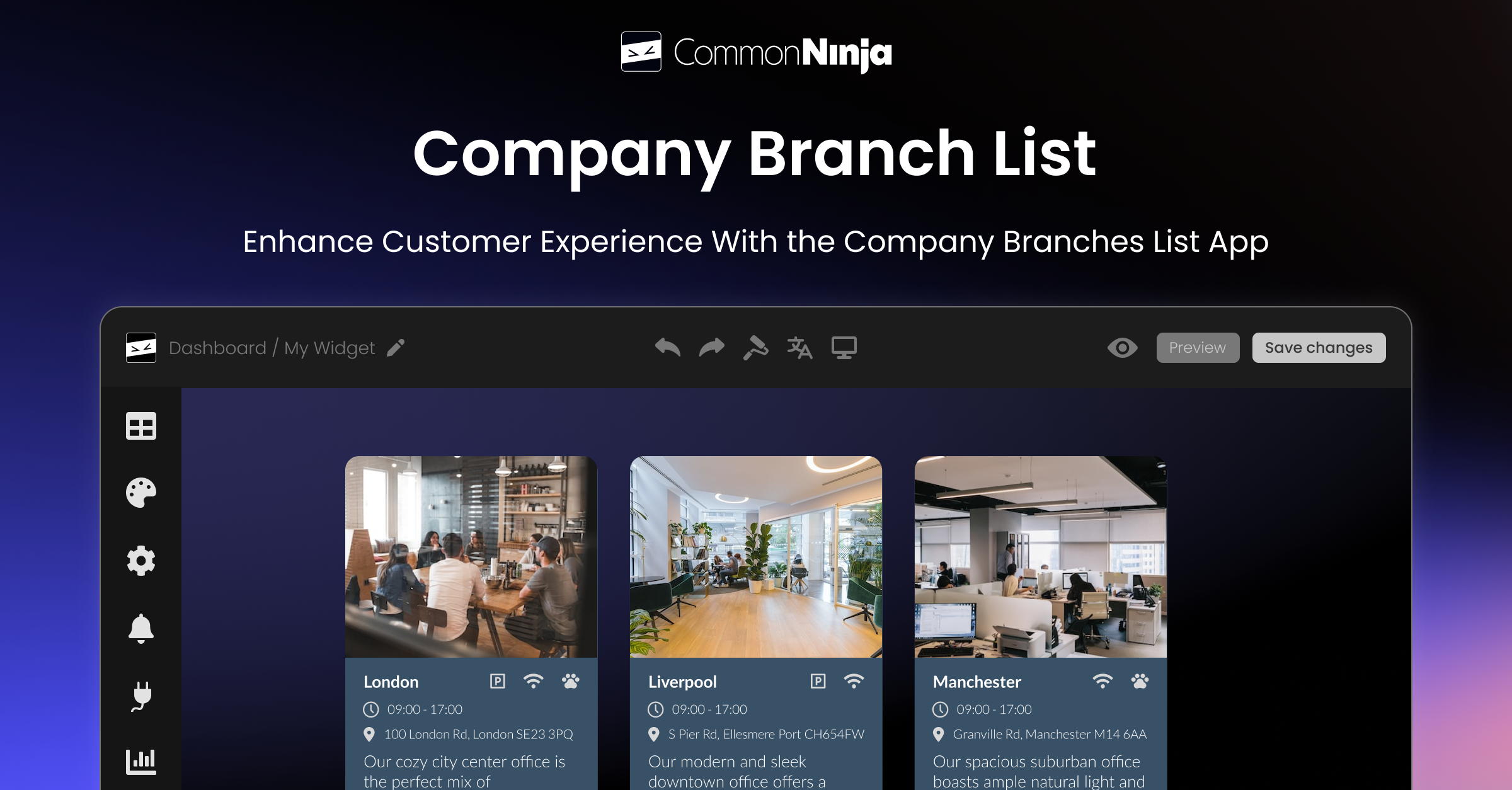 Company Branch List Examples for Lovable