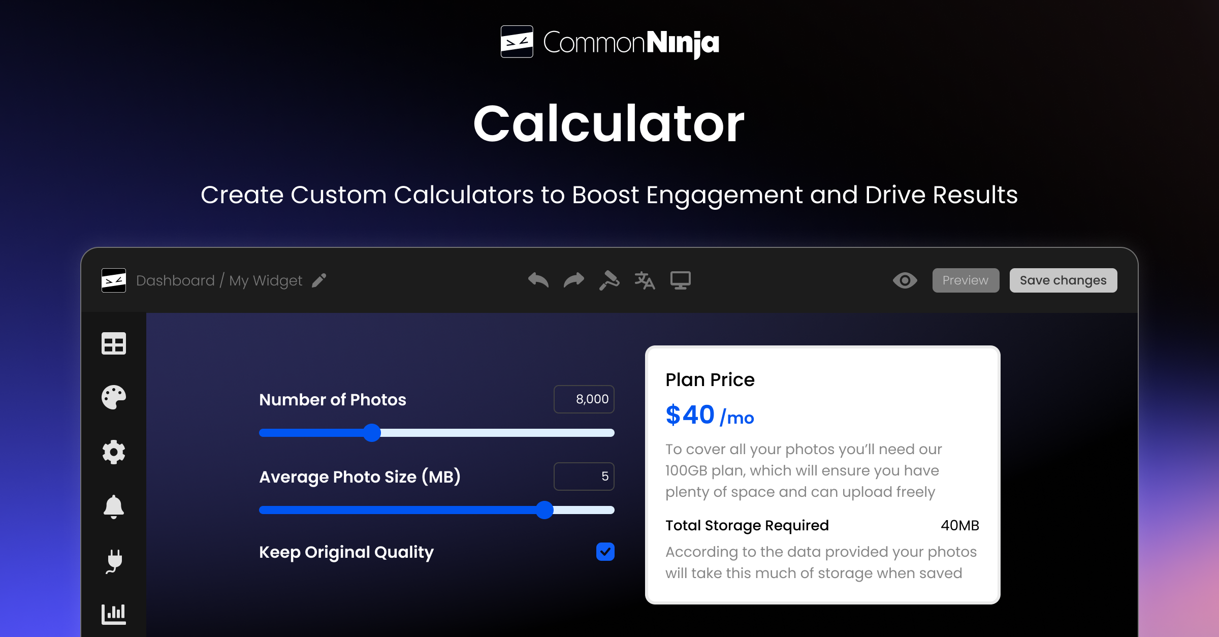 Custom VTEX Calculator widget