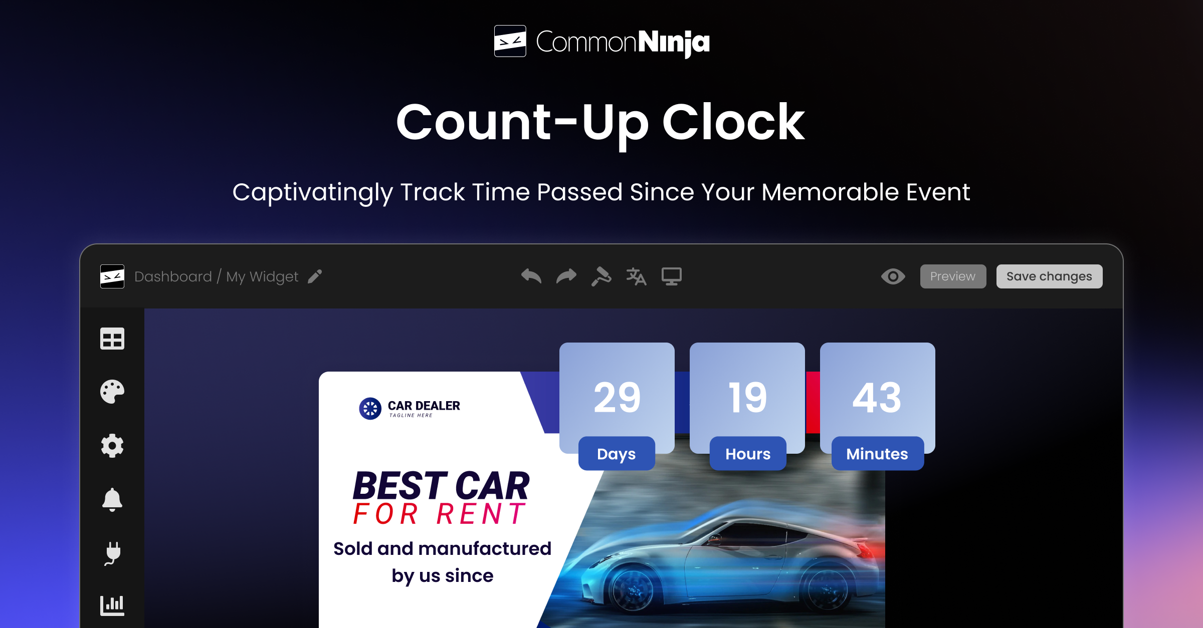 Count-Up Clock widget for Canva websites