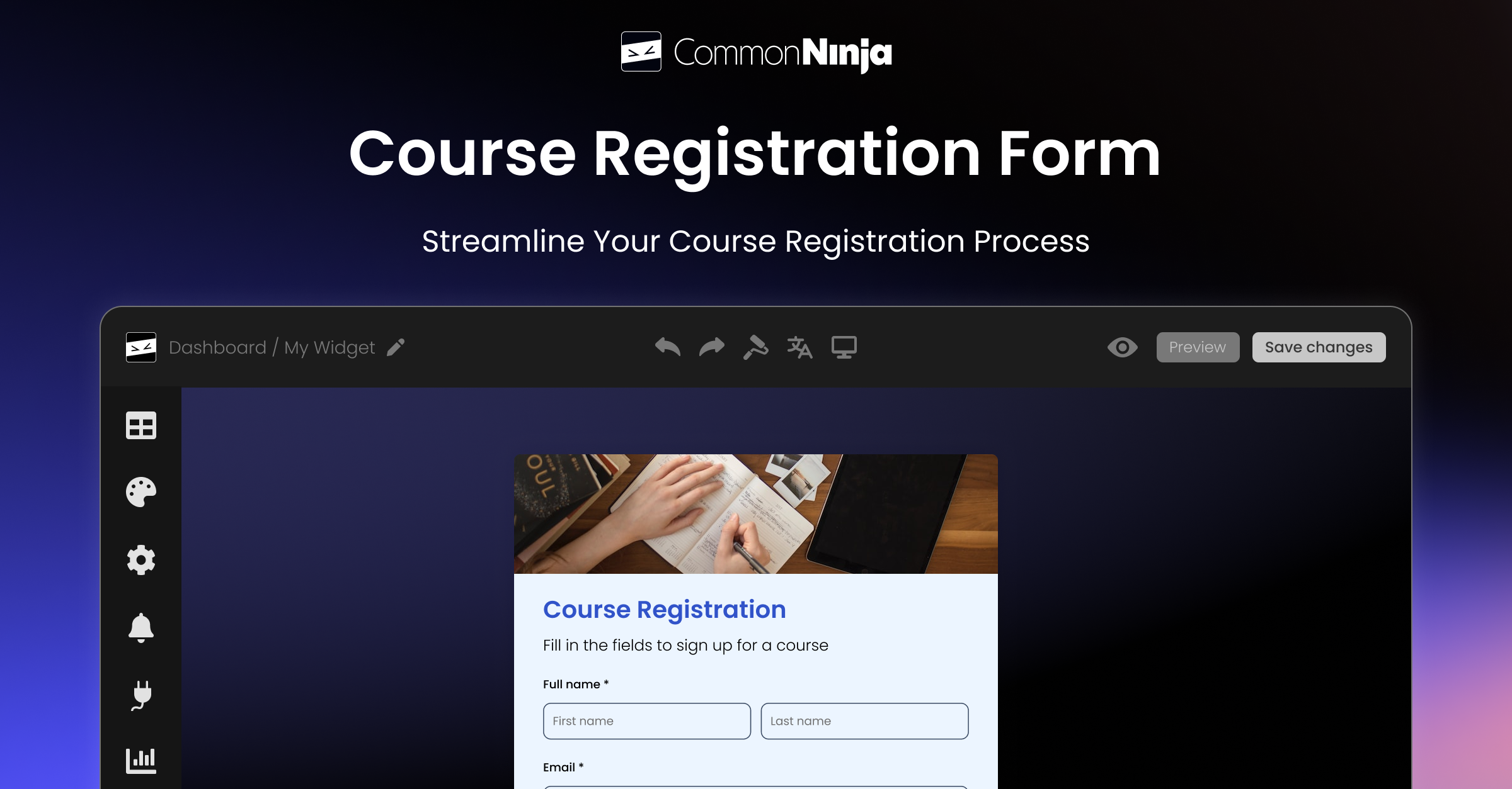 Course Registration Form - Free & Works on Any Website
