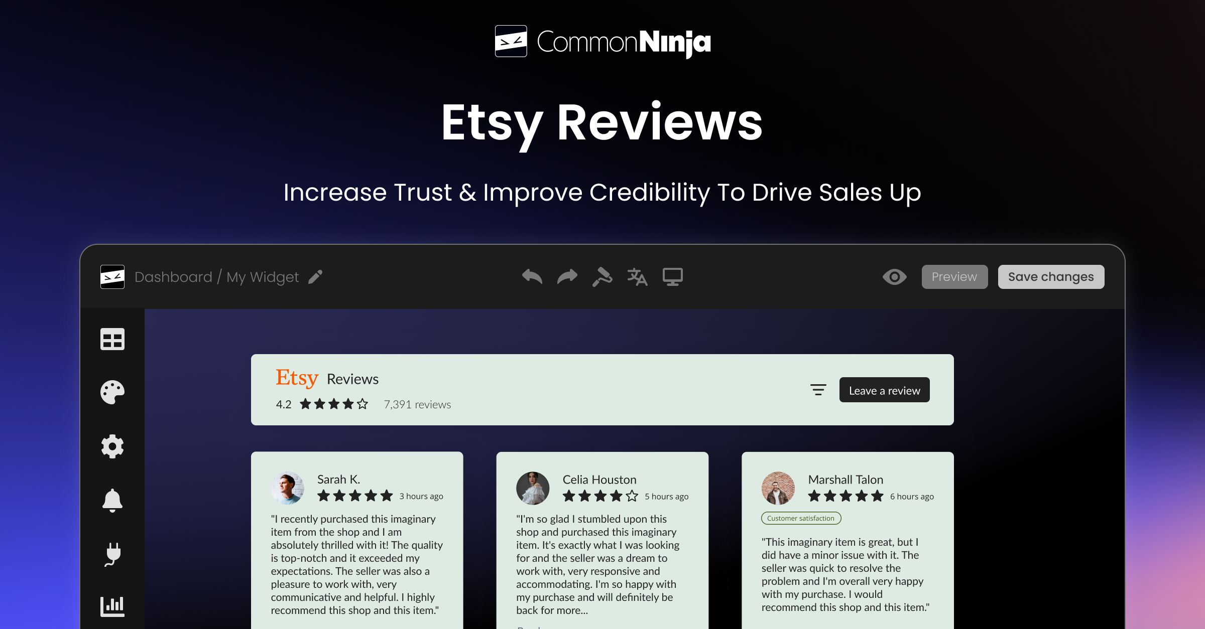 Etsy Reviews widget for Bolt