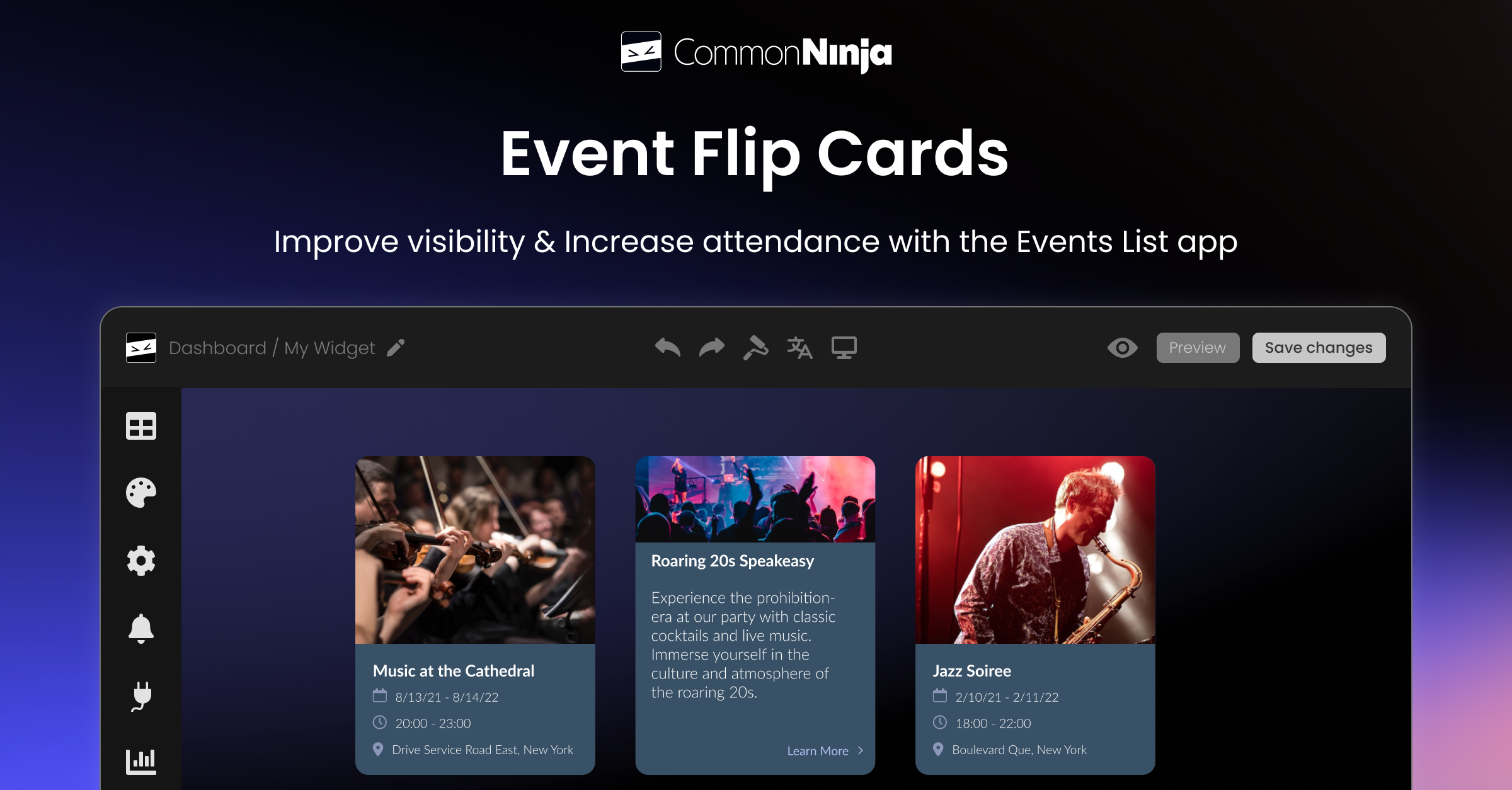 Event Flip Cards Widget - Free & Works on Any Website