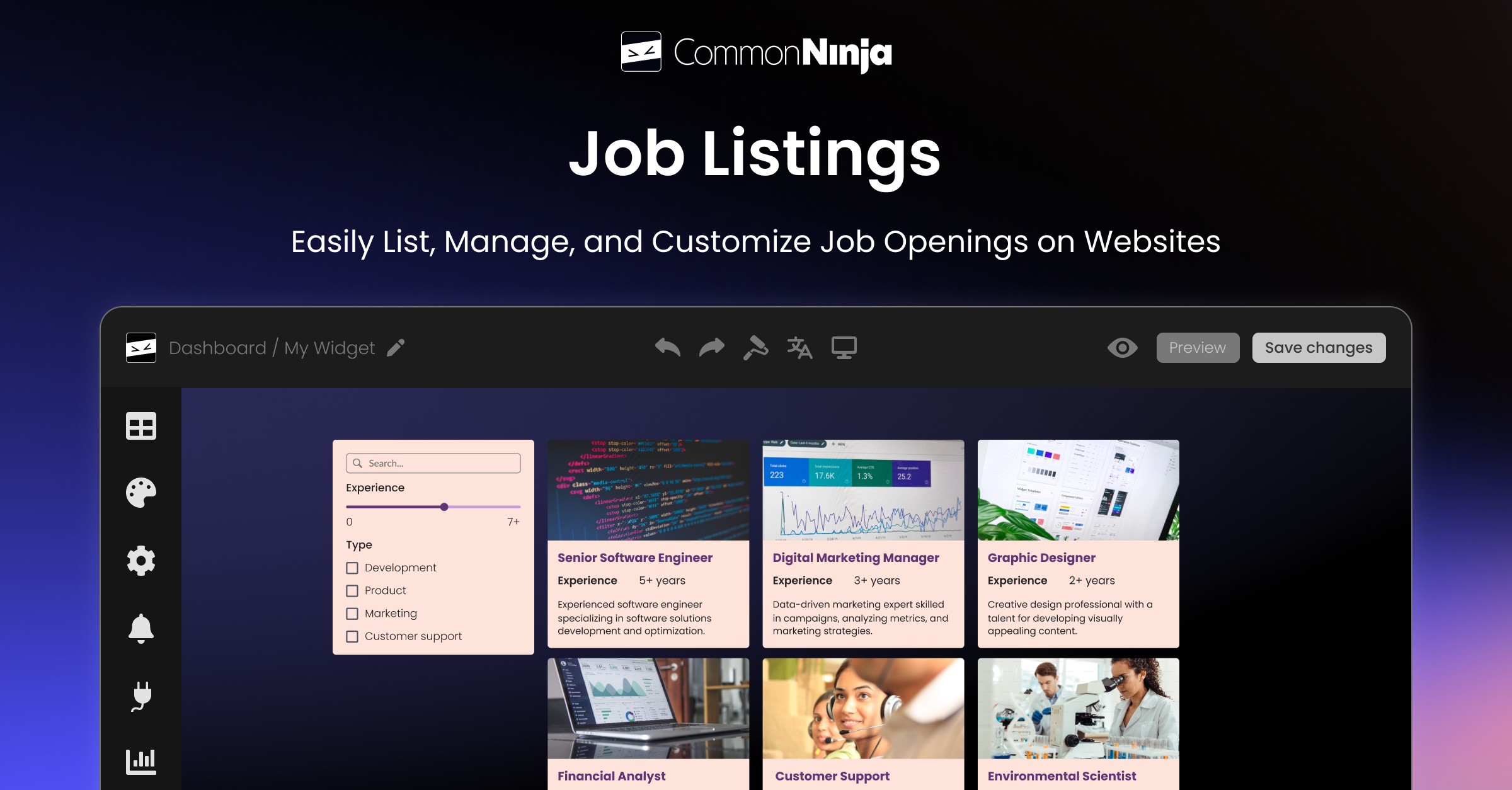 Jobs Board widget for Hostinger