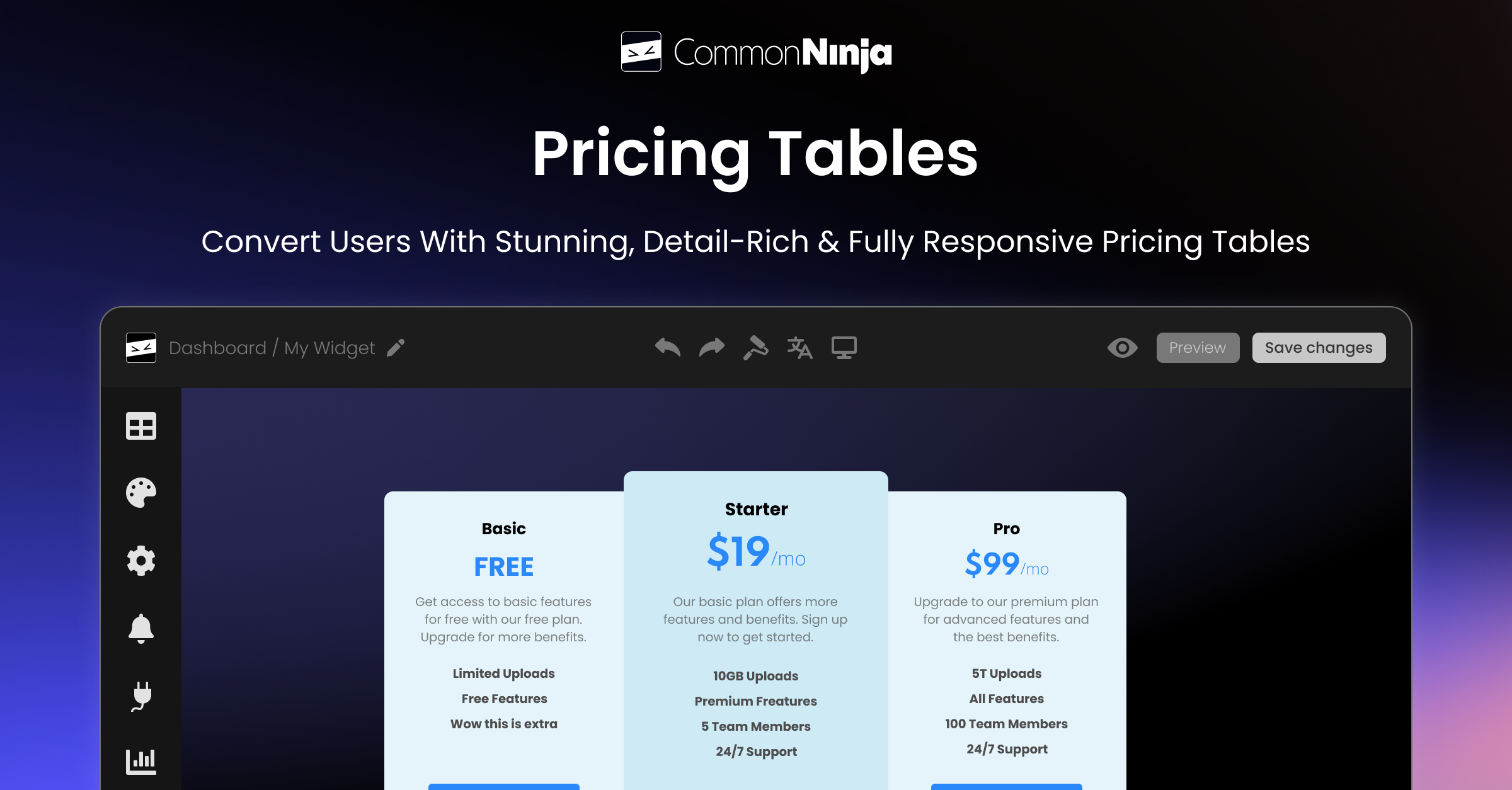 Pricing Tables Examples for Notion