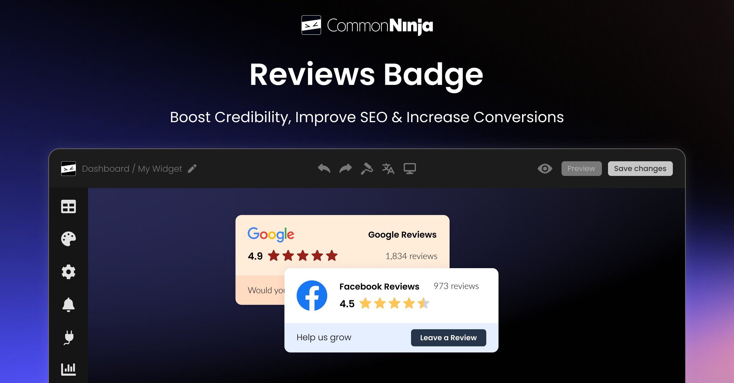 Free Reviews Badge widget for Replit