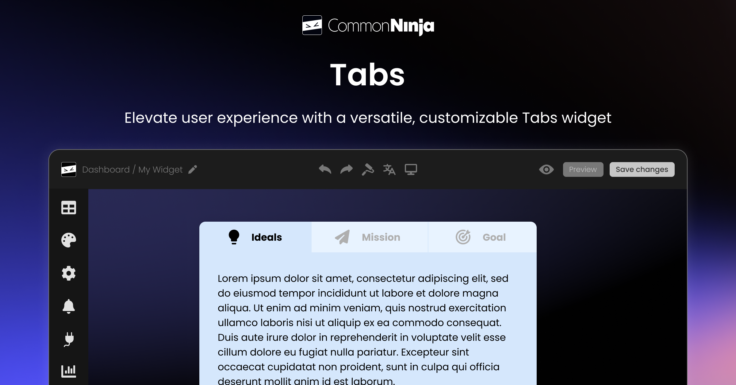 Free Tabs widget for Lovable