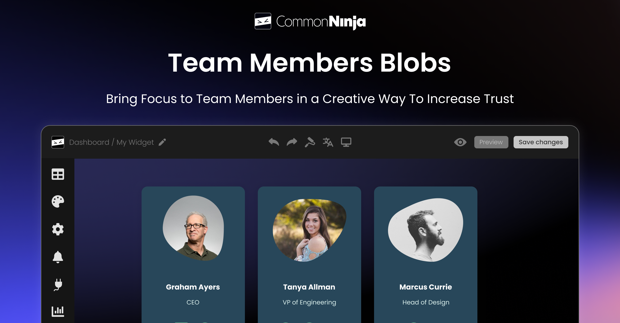 Team Members Blobs Examples for Lovable