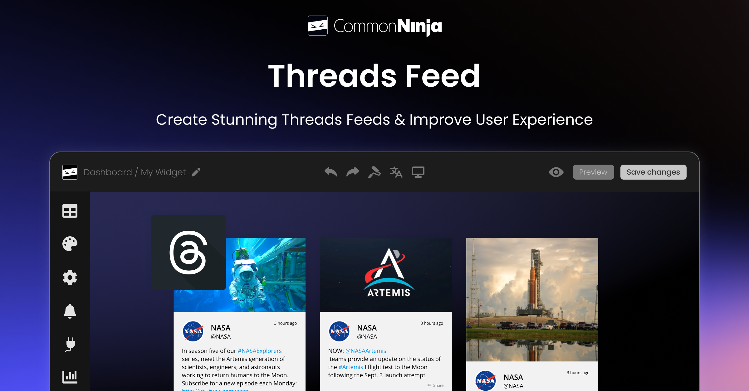 Threads Feed widget for Lovable