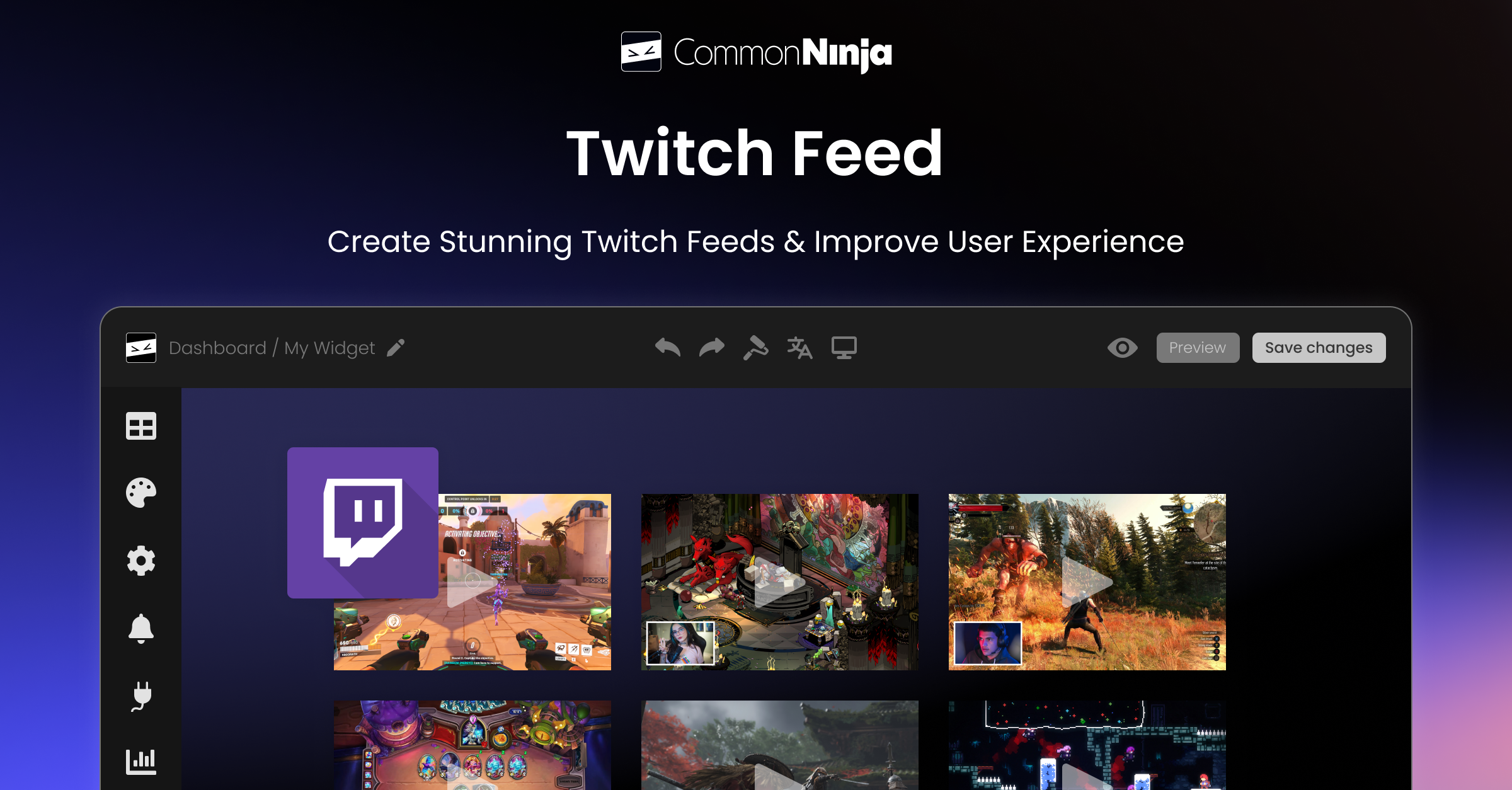 Webador Twitch Feed widget