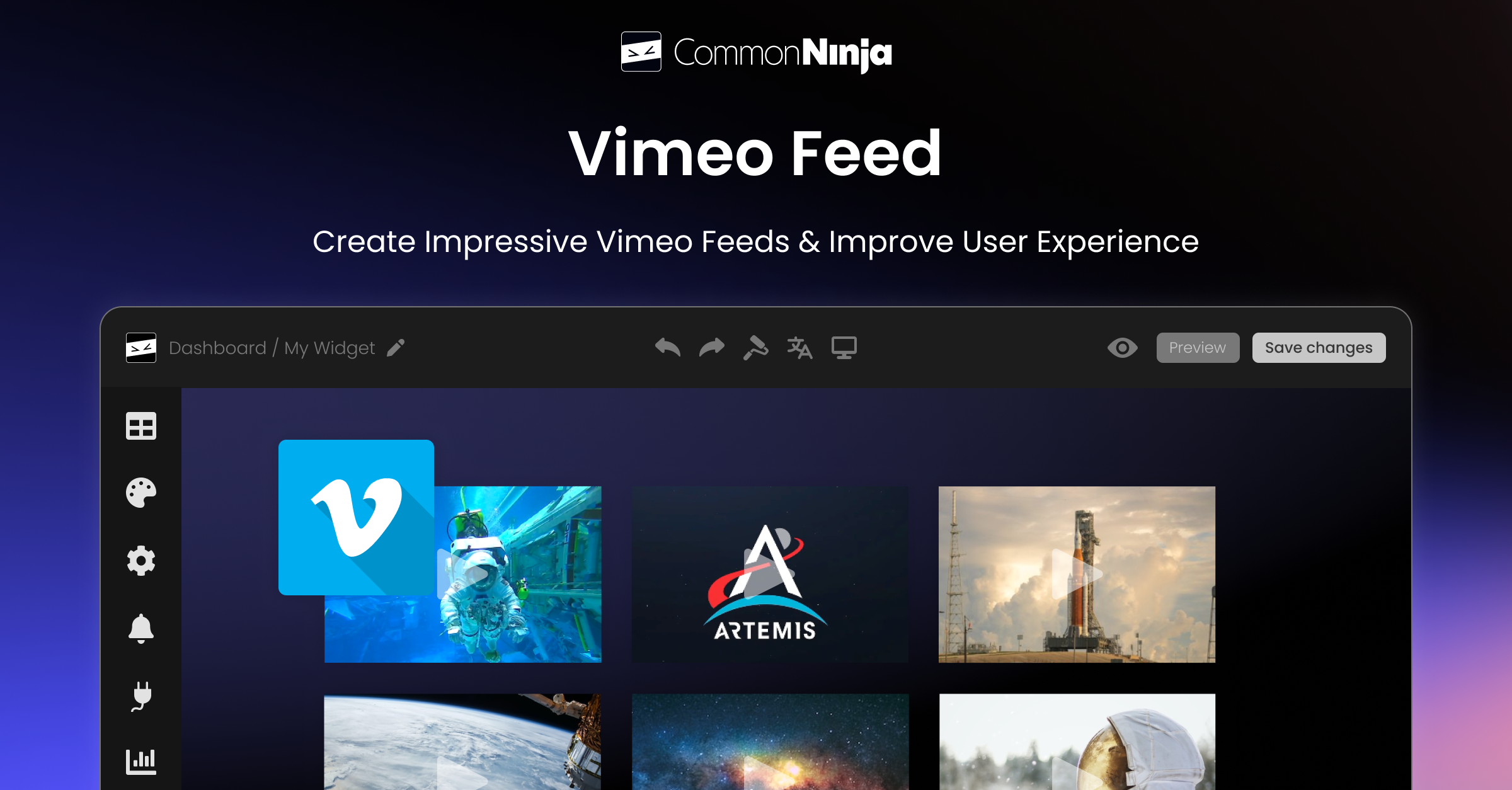 Vimeo Feed widget for Slides Site Generator - Free & Easy to Use